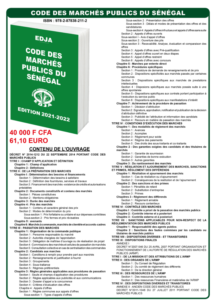 EDITIONS JURIDIQUES AFRICAINES au Sénégal et en Afrique I CODES I ...