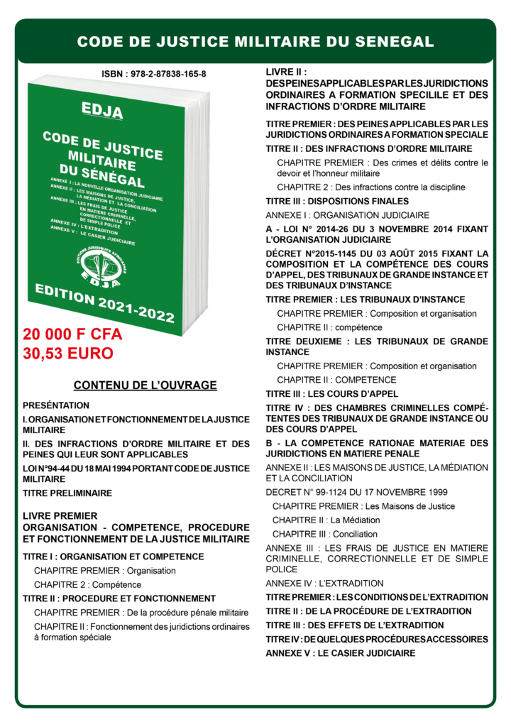 EDITIONS JURIDIQUES AFRICAINES au Sénégal et en Afrique I CODES I ...