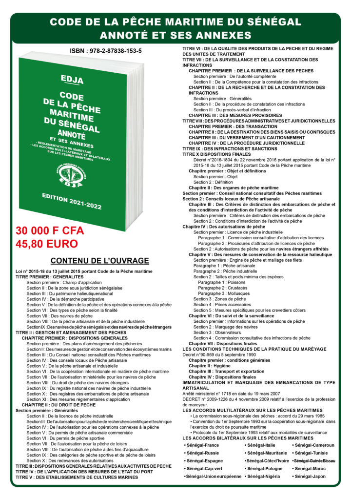 EDITIONS JURIDIQUES AFRICAINES au Sénégal et en Afrique I CODES I ...